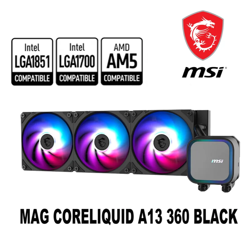 Купить Кулер для процессора MSI MAG CORELIQUID A13 360 ARGB, чёрный ...