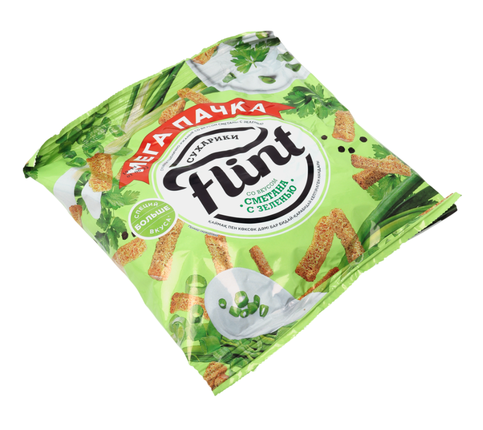 Купить Сухарики Flint со вкусом "Сметана и зелень", 100 г — Alif Shop