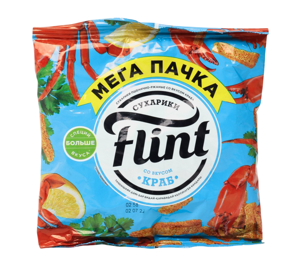 Купить Сухарики Flint со вкусом "Краб", 100 г — Alif Shop