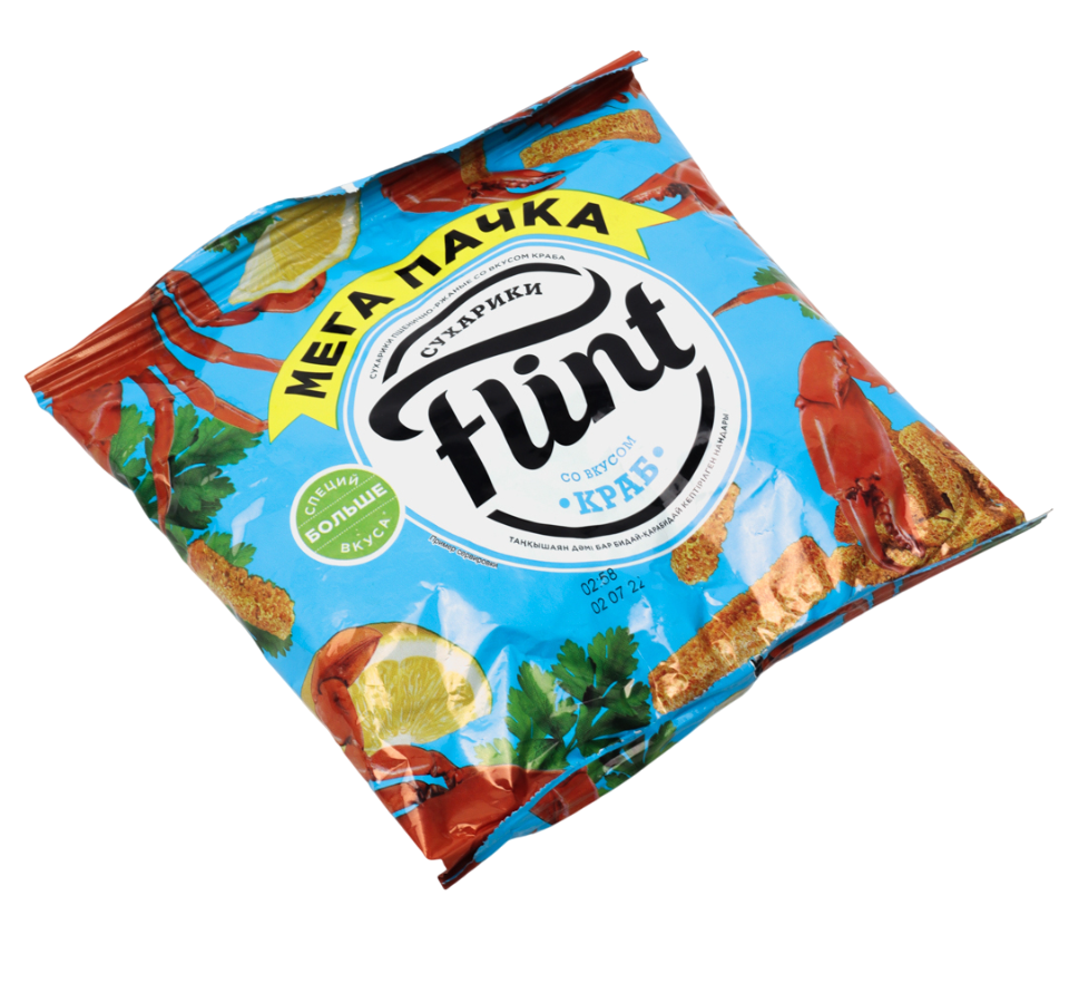 Купить Сухарики Flint со вкусом "Краб", 100 г — Alif Shop