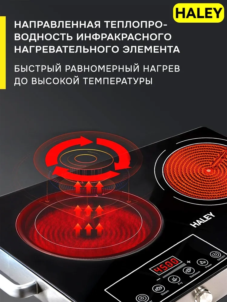 Купить Электрическая плита Haley HY-1812A, 3500 Вт, чёрный — Alif Shop